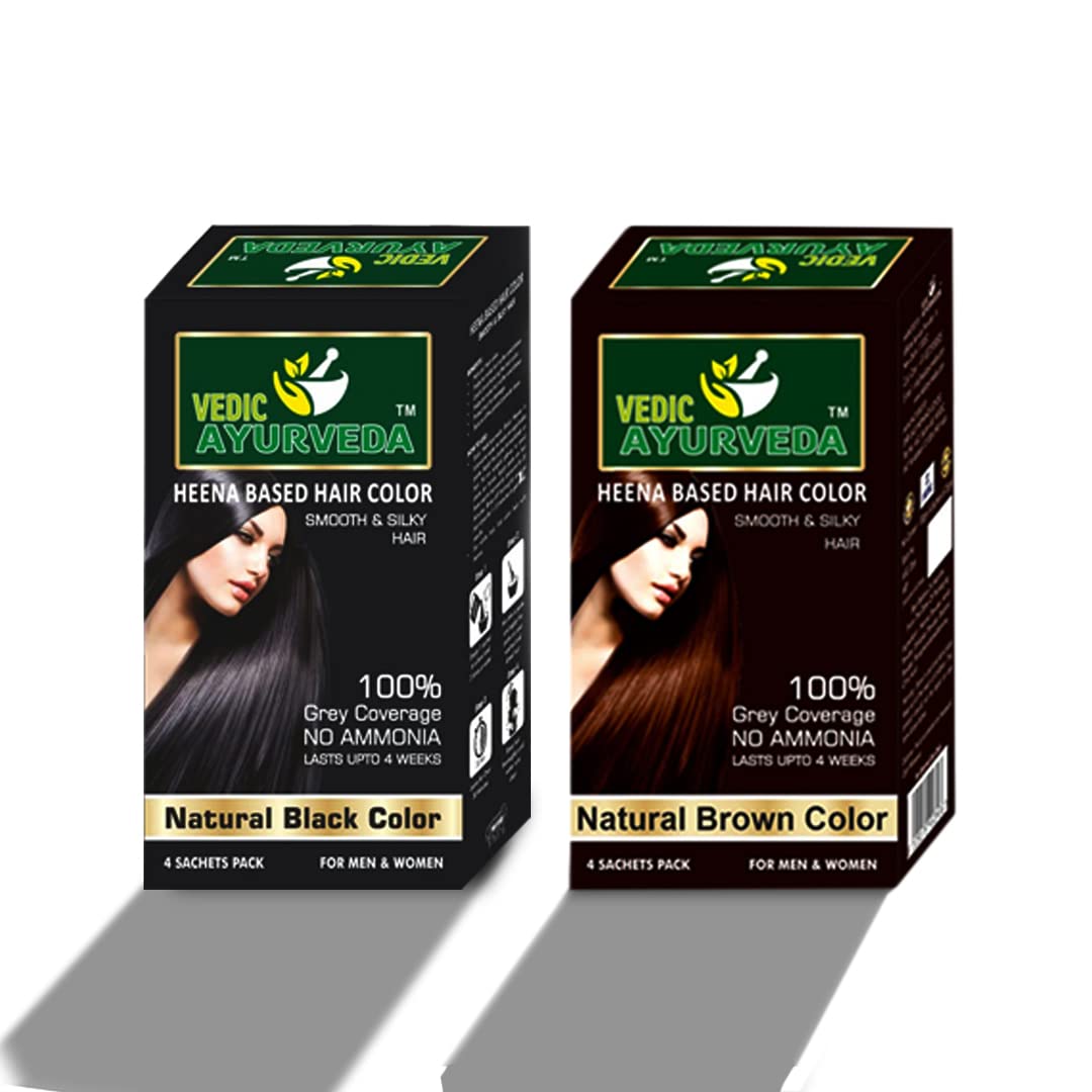 Buy VEDICAYURVEDA Natural Henna Hair Color No Ammonia Black & No ...