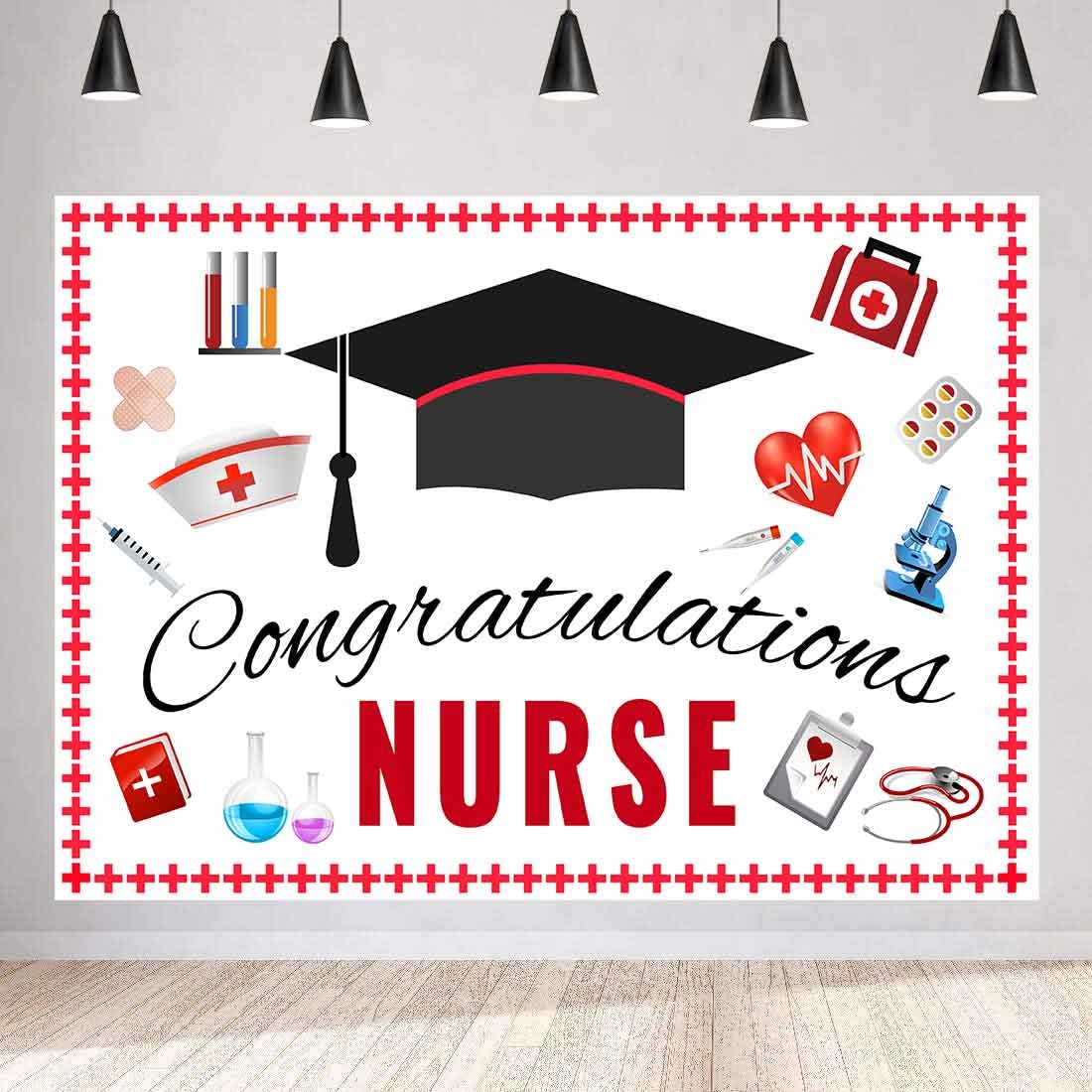 Amazon.com : Graduation Nurse Backdrop, Nurse Party Backgrounds ...