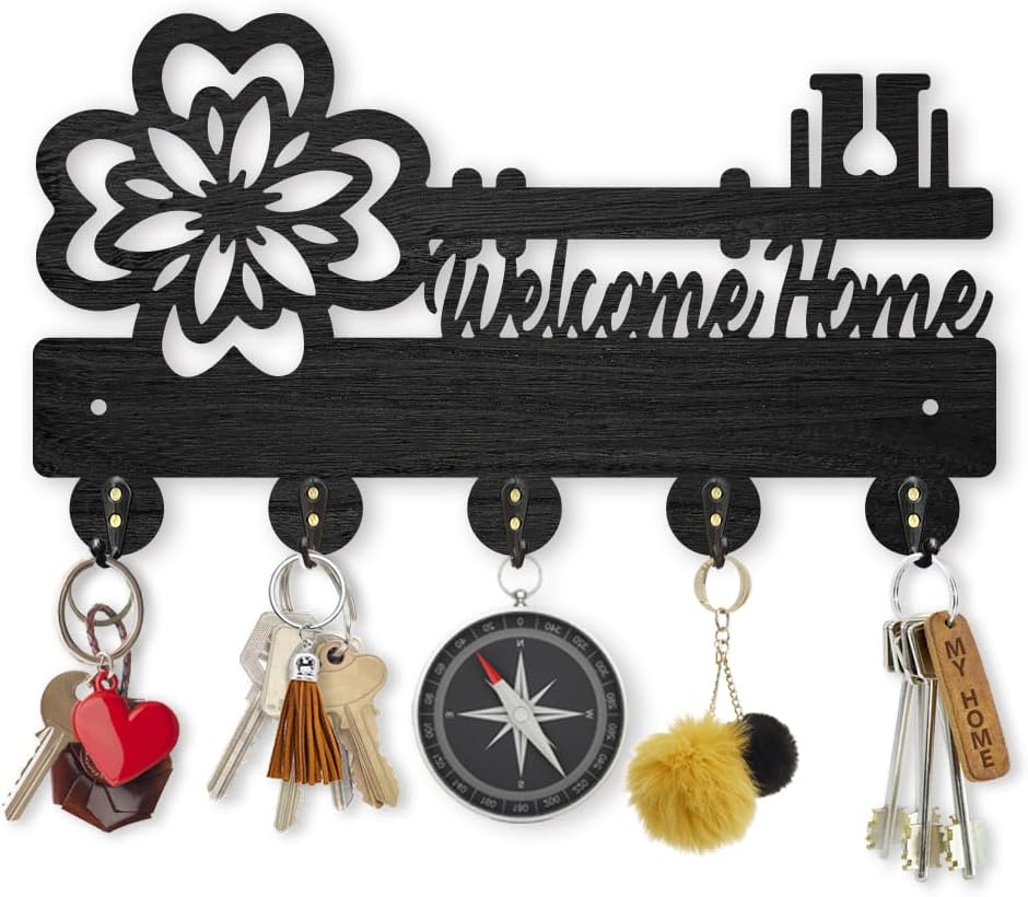 Amazon.com: MAYJOYDIY Wood Flower Key Coat Hooks Wall Mounted 11.8×6 ...