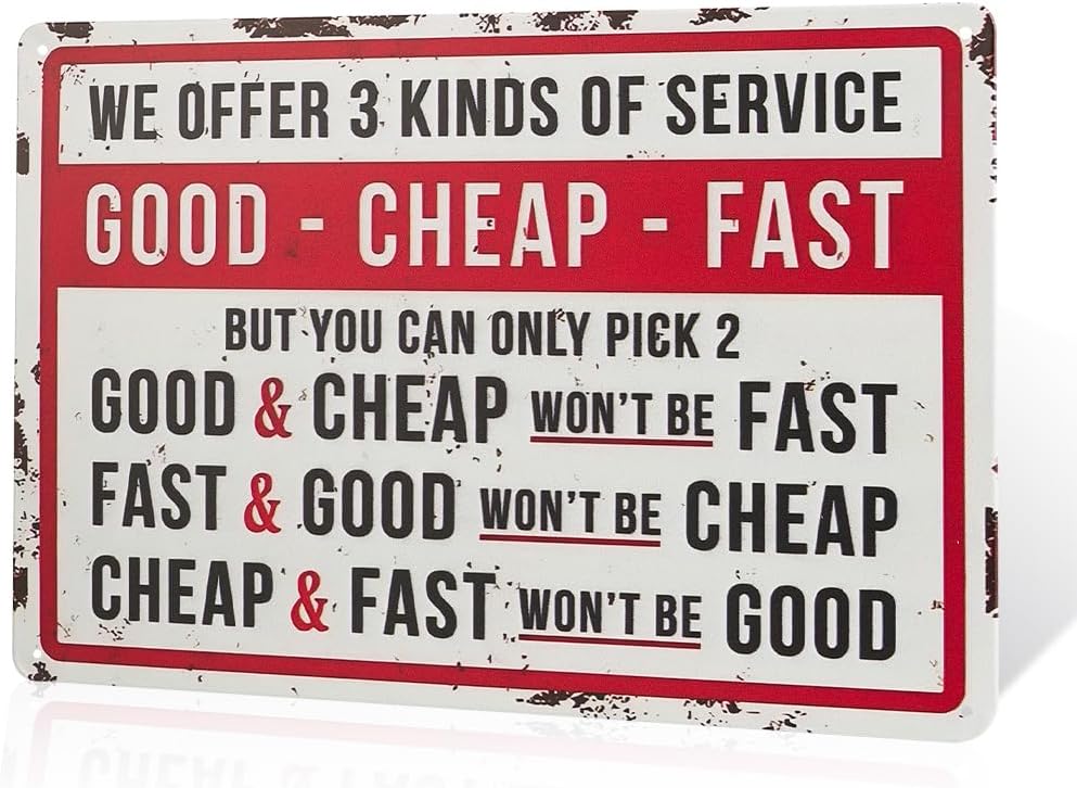 Amazon.com: Metal Retro Sign Good Cheap Fast Funny for Man Cave Garage ...