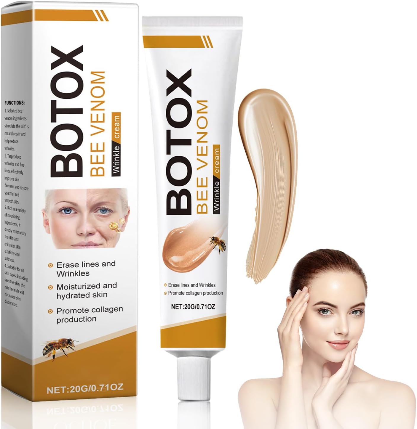 Amazon.com: Water Ice Levin 2PCS Botox Bee Venom Wrinkle Removal Cream ...