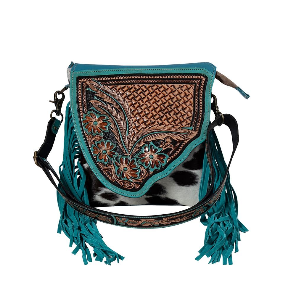 Western Leather Crossbody Bag for Women - Hairon Upcycled Flap Boho Bag ...