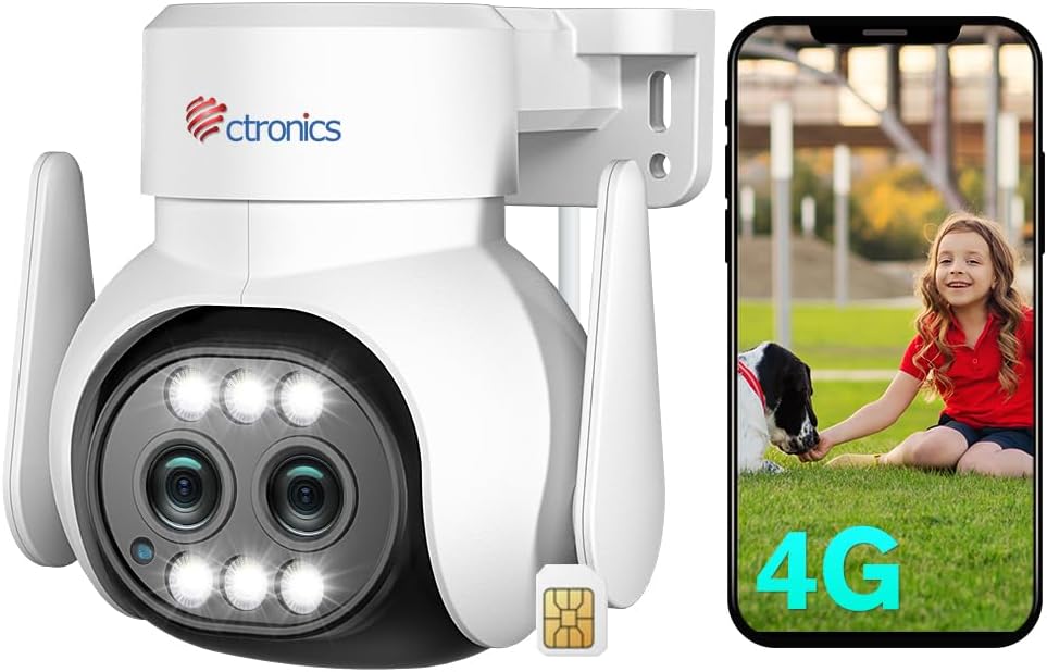 Amazon.com : Ctronics 3G/4G LTE Cellular Security Camera with Dual Lens ...
