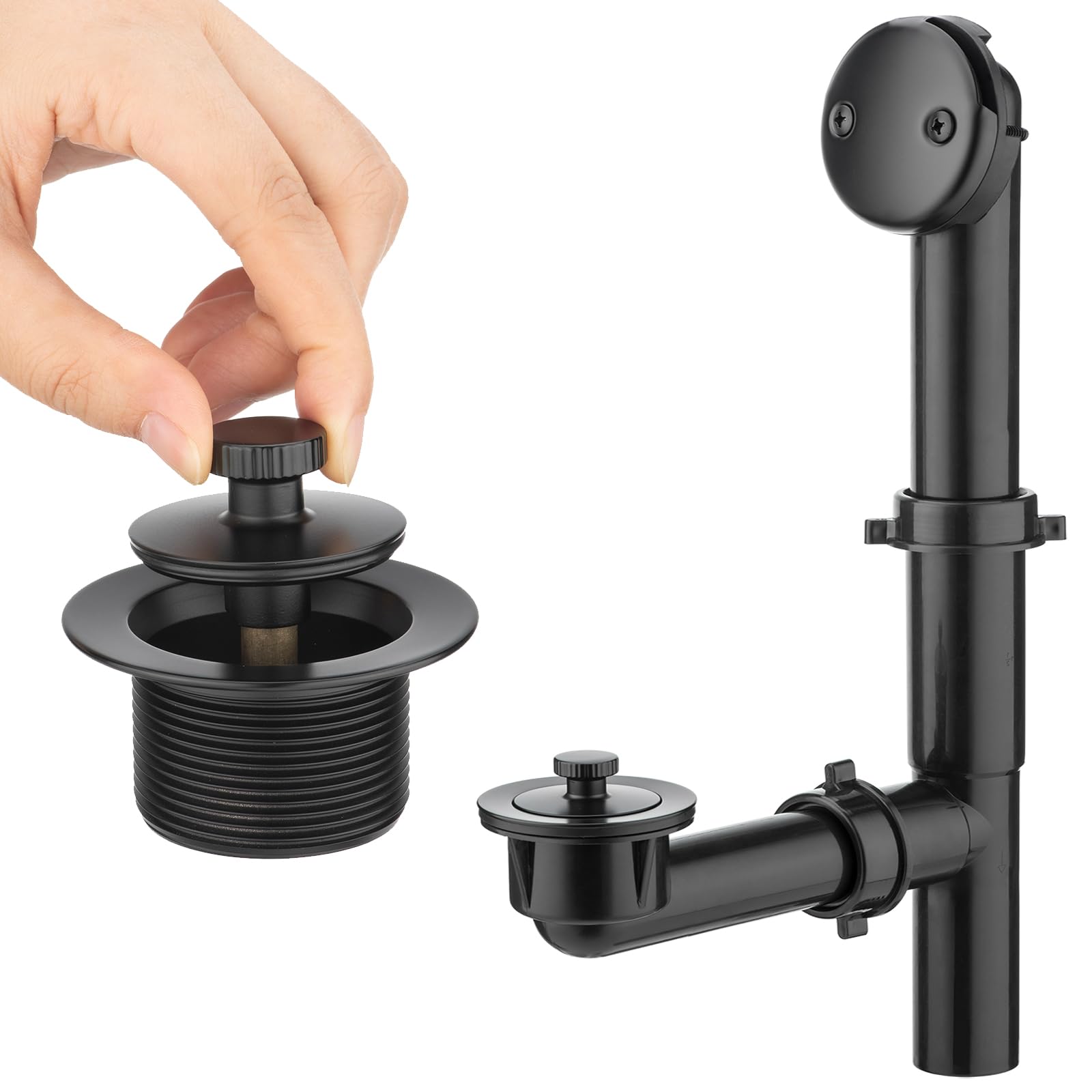 (1 Pack) Yariwiz 1-1/2" Matte Black Bathtub Tub Drain Kit Bath Waste Overflow Drain Tube ...