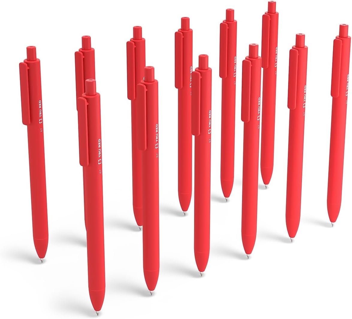 Amazon.com: TRU RED Retractable Quick Dry Gel Pens, Red, 0.7mm Medium ...