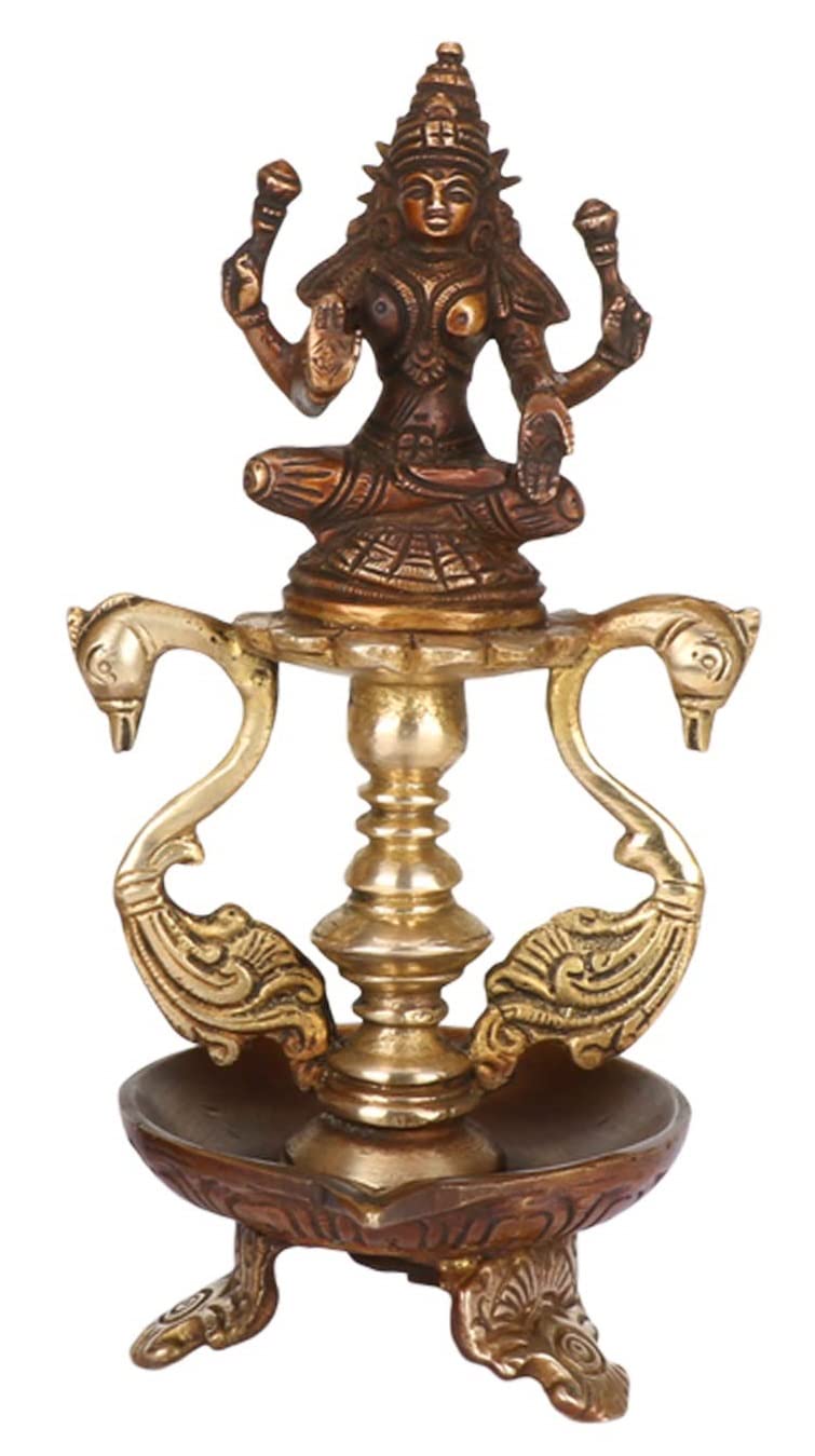 Kartique Brass Laxmi Diya Oil Lamp Diya Deepam for Temple Aarti Deepak ...