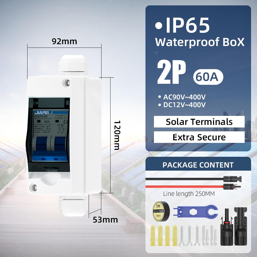 Snapklik.com : Solar Panel Disconnect Switch 60 Amp 400V Breaker Box ...