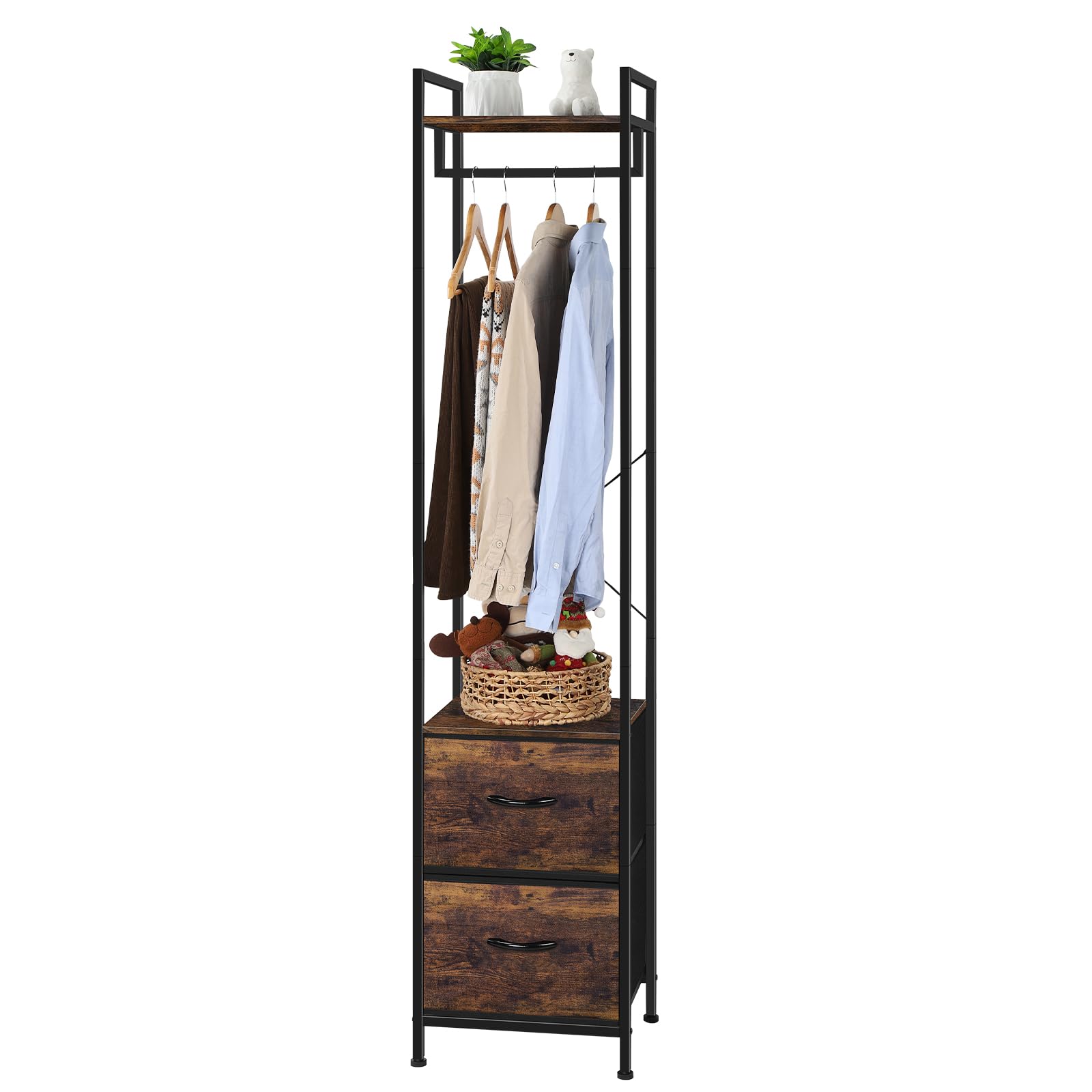 Garment Rack 3 Tiers Clothes Rack Heavy Duty with Fabric Drawers and ...