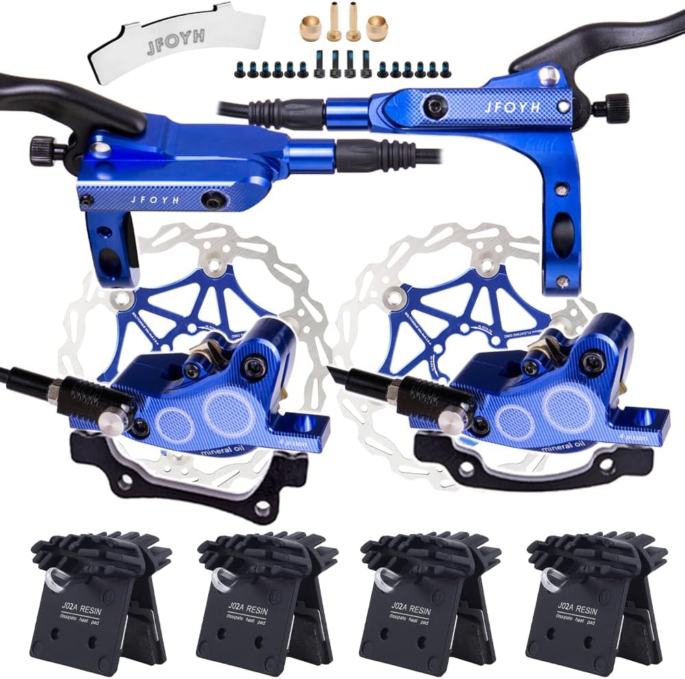 Amazon.com : JFOYH 4-Piston MTB Hydraulic Brake Set with 160mm Floating ...