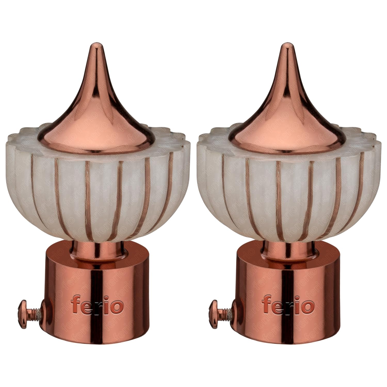 Buy FERIO White & Rose Gold Curtain Knobs for 1 Inch Curtain Rod ...