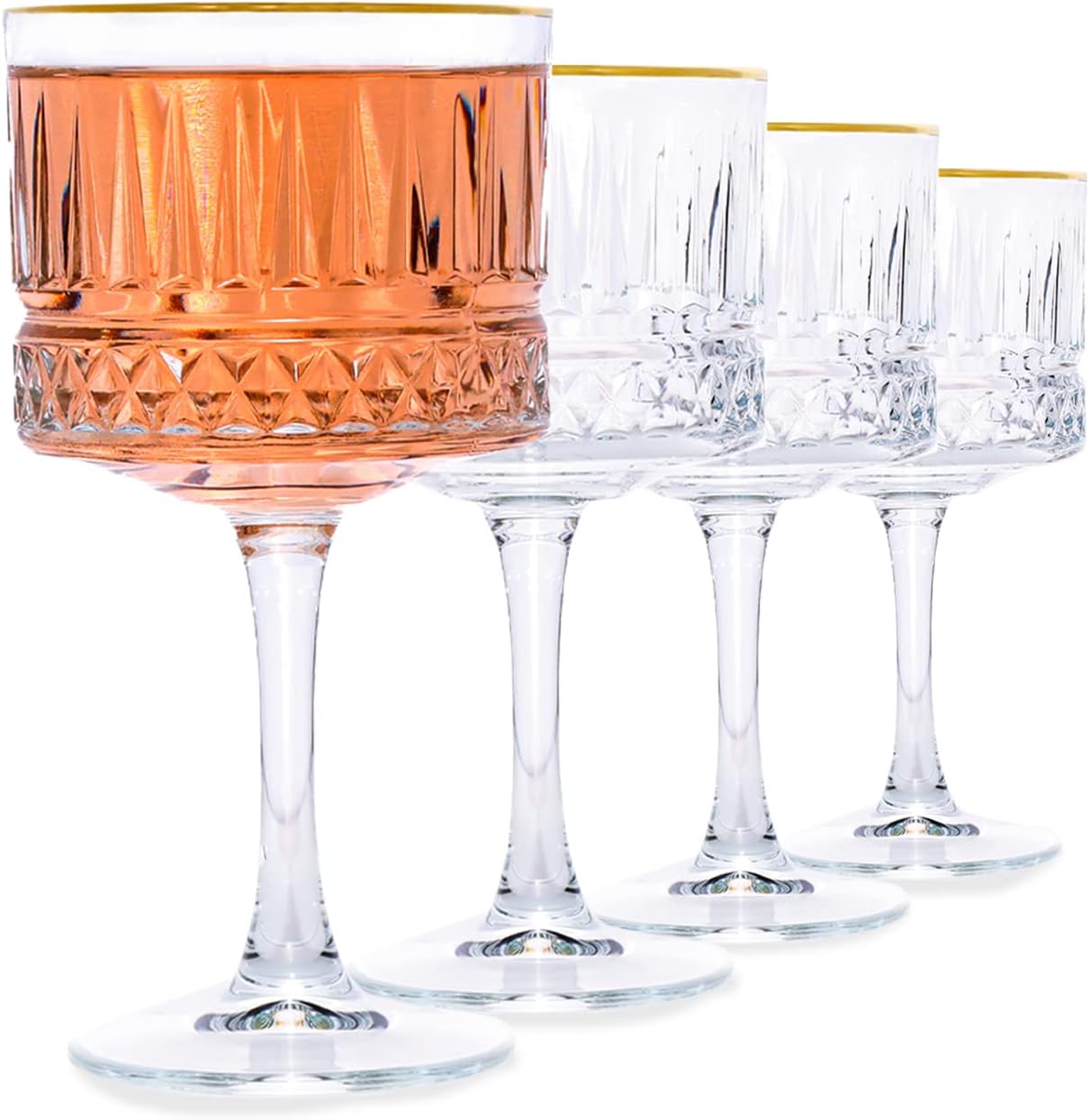 GOSOYO Vintage Coupe Glasses Set of 4, Gold Rimmed Champagne, Cocktail ...
