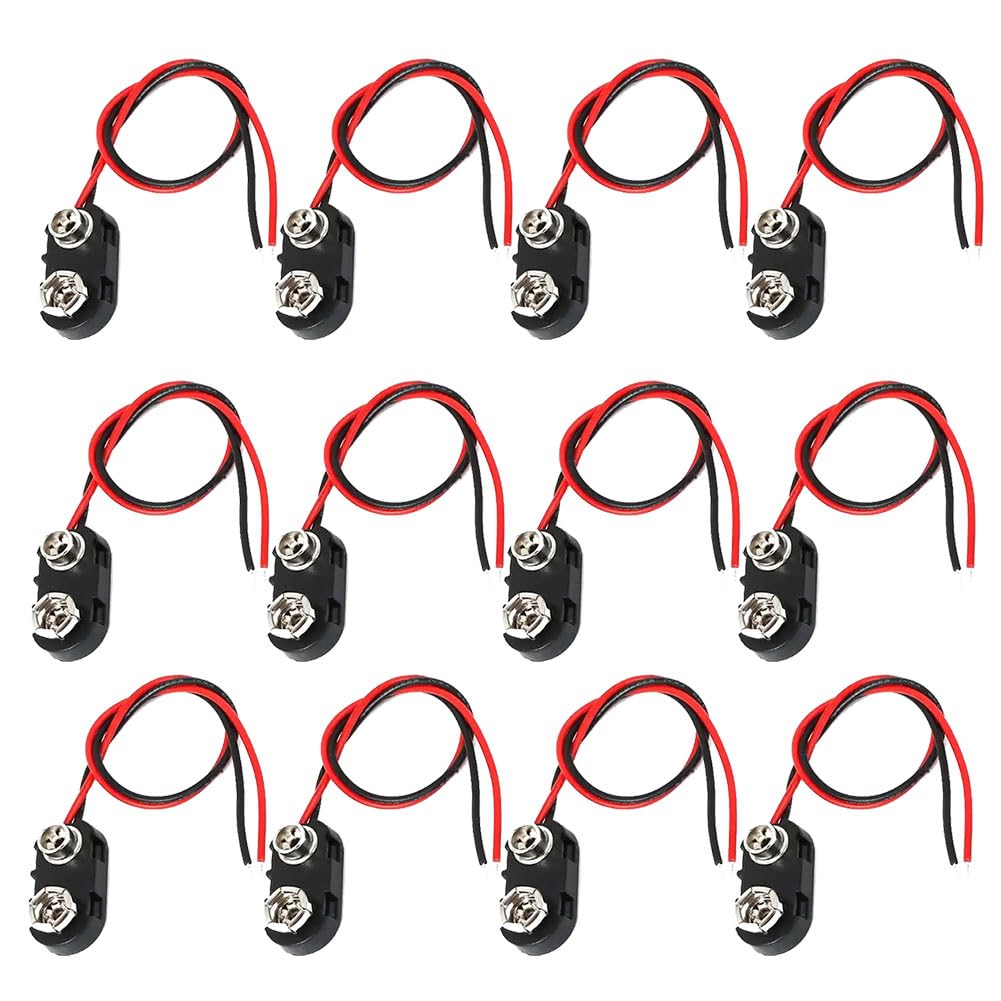 Snapklik.com : JWISLAND (Pack Of 12) 9V Battery Clip, I-Type 9 Volt ...