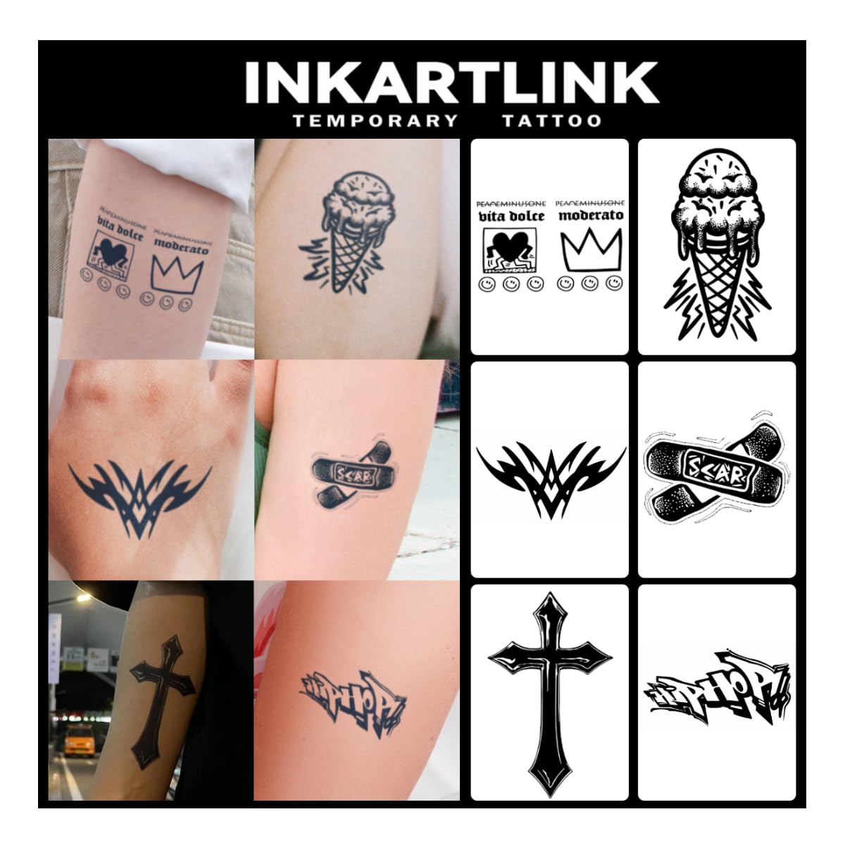 Snapklik Tattoo Tech 6 Sheets Small Semi Permanent Tattoo
