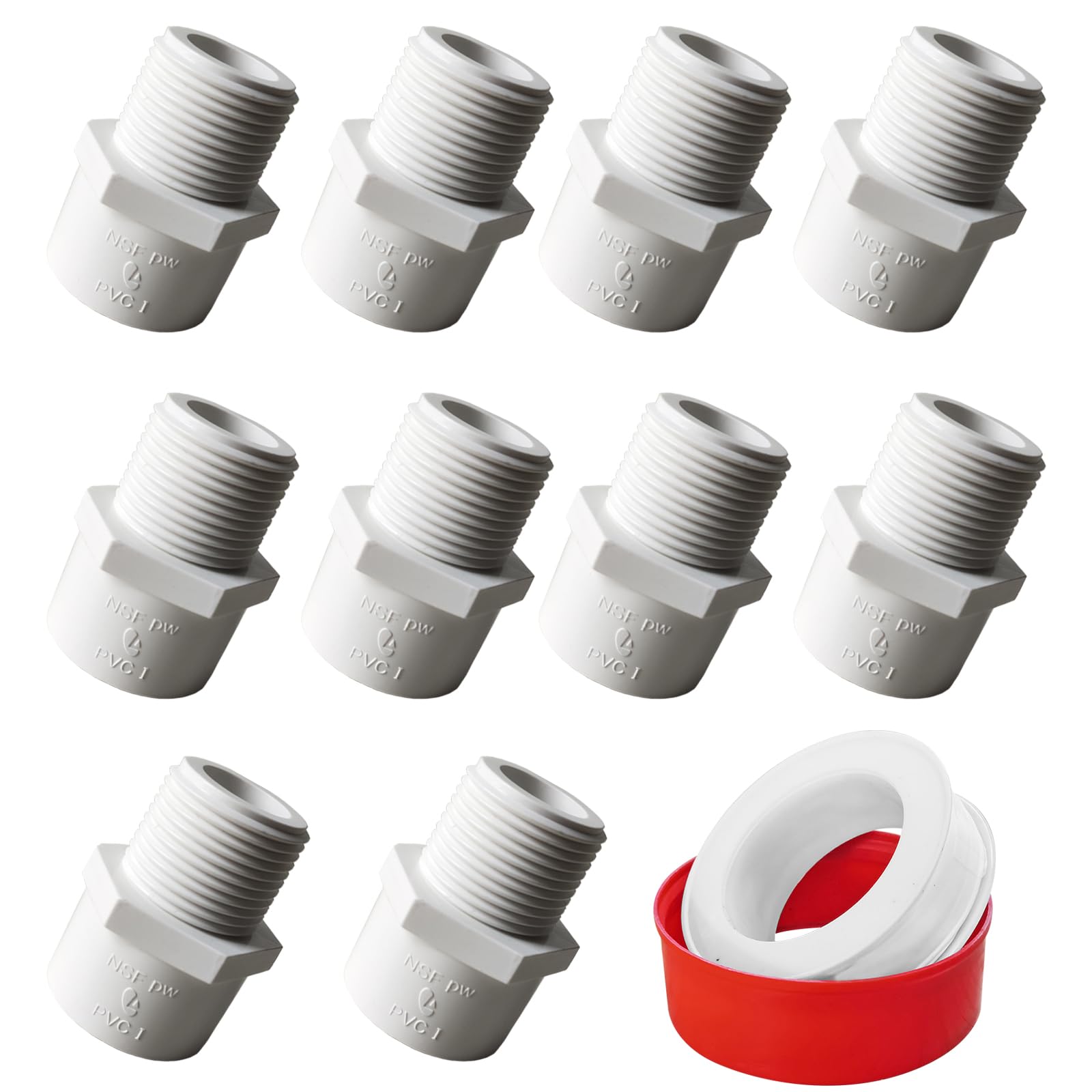 Buy 1/2 inch NPT Male Thread PVC Pipe Fitting Adapter Connector, PVC ...