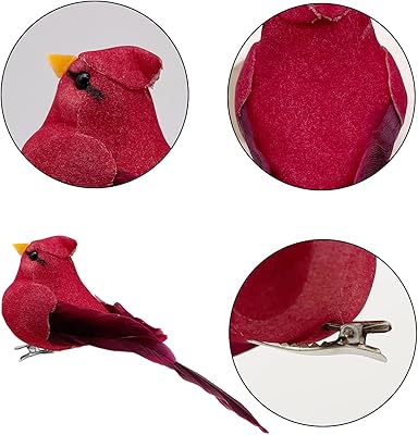 Amazon.com: 12 PCS 5.5 Inch Artificial Red Cardinal Birds Clip ...