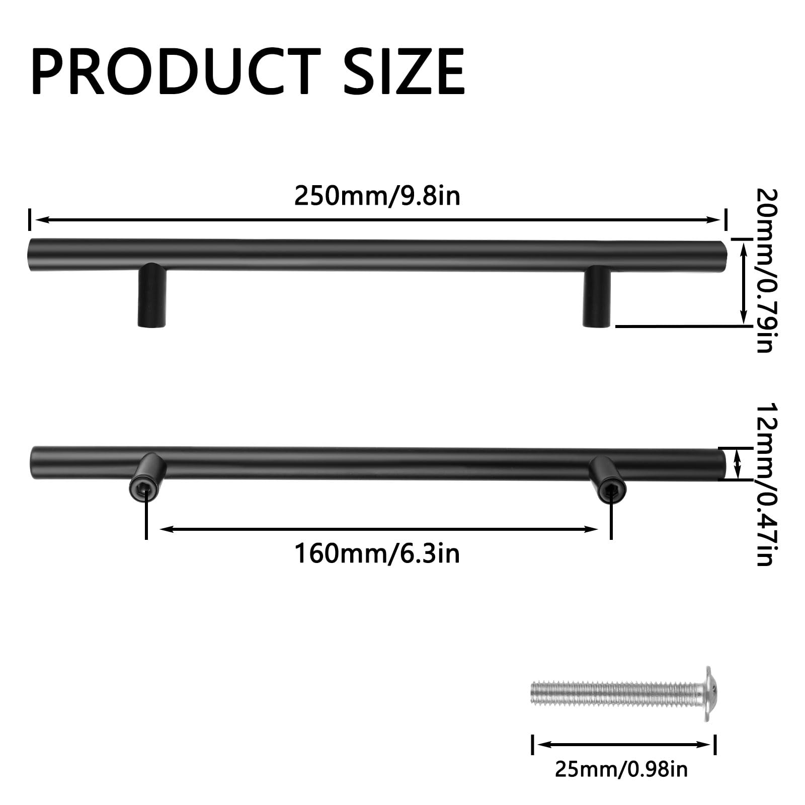 APACALI 20 Pack Black Cupboard Handles, 160mm Kitchen Door Handles ...
