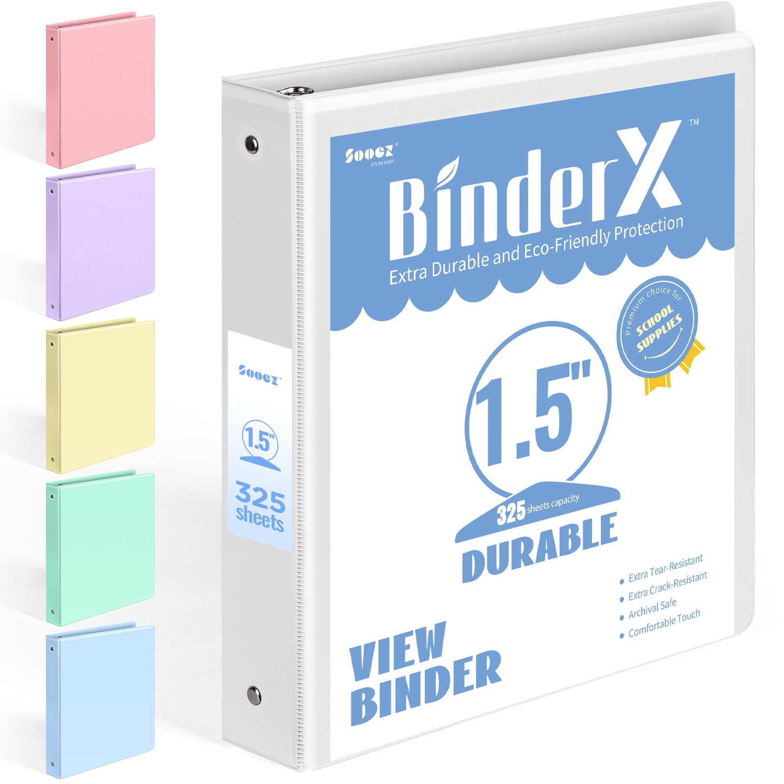 Snapklik.com : BinderX Extra Durable 1.5 Ring Binder, Round Ring 1.5 ...