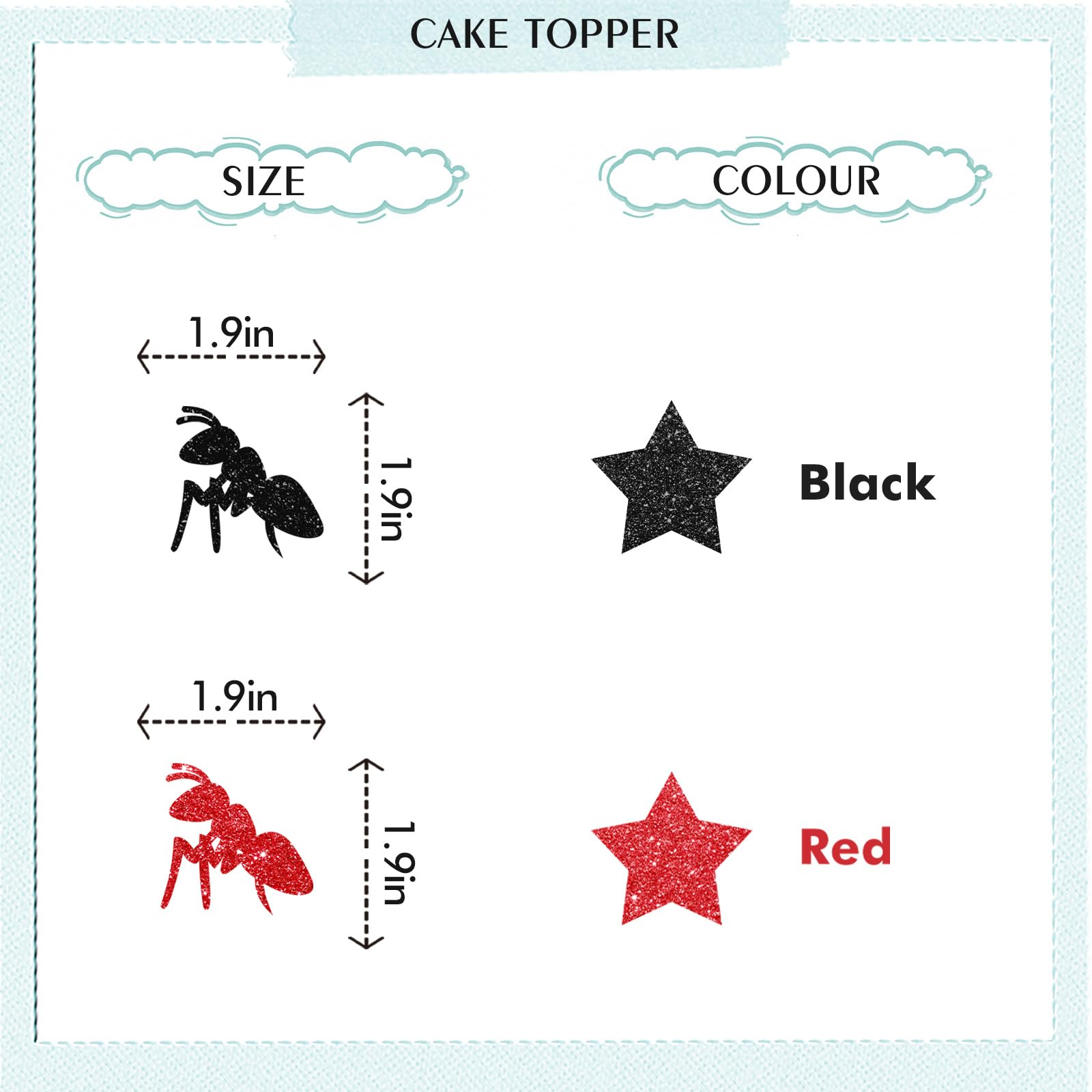 Snapklik.com : Ant Insect Cupcake Toppers, Black & Red Glitter Baby ...