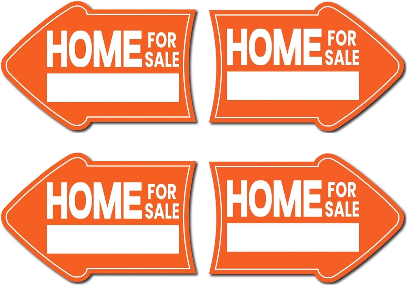 Amazon.com : Pack of 4 Home for Sale Sign with Stakes - 12x8 inch ...