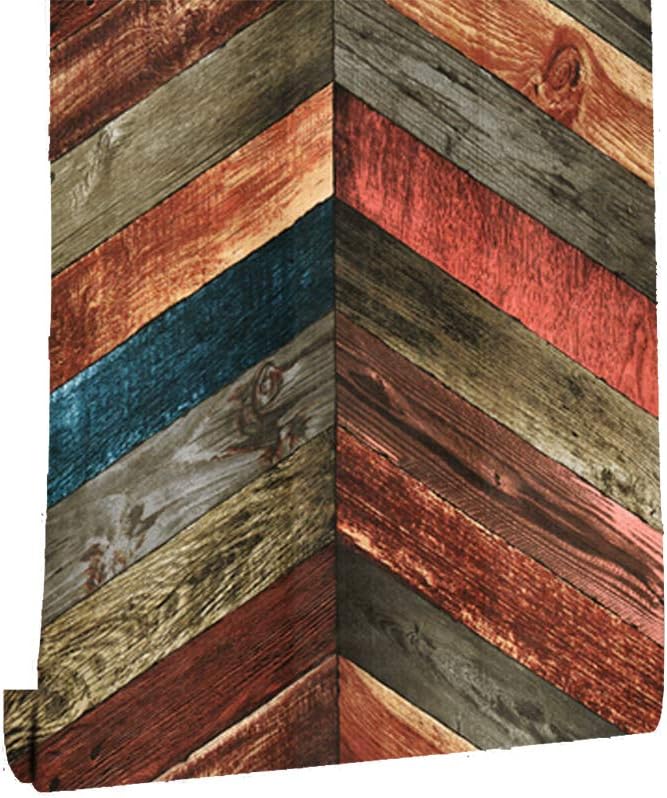 DWIND D1092 Vinyl Shiplap Faux Wood Planks Wallpaper Self Adhesive Red ...