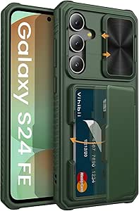Amazon.com: Vihibii for Samsung Galaxy S24 FE Case with Card Holder (4 Cards) & Slide Lens Cover ...