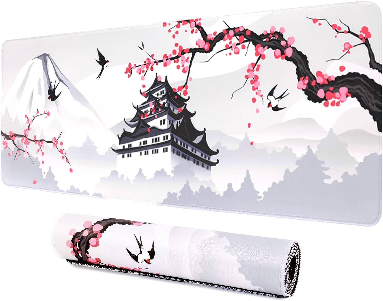 XXL Large Gaming Laptop Anime Mouse Pad,Japanese Cherry Blossom White ...