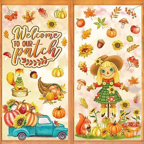 Amazon.com: Hrency Fall Window Clings Decorations for Glass Fall ...