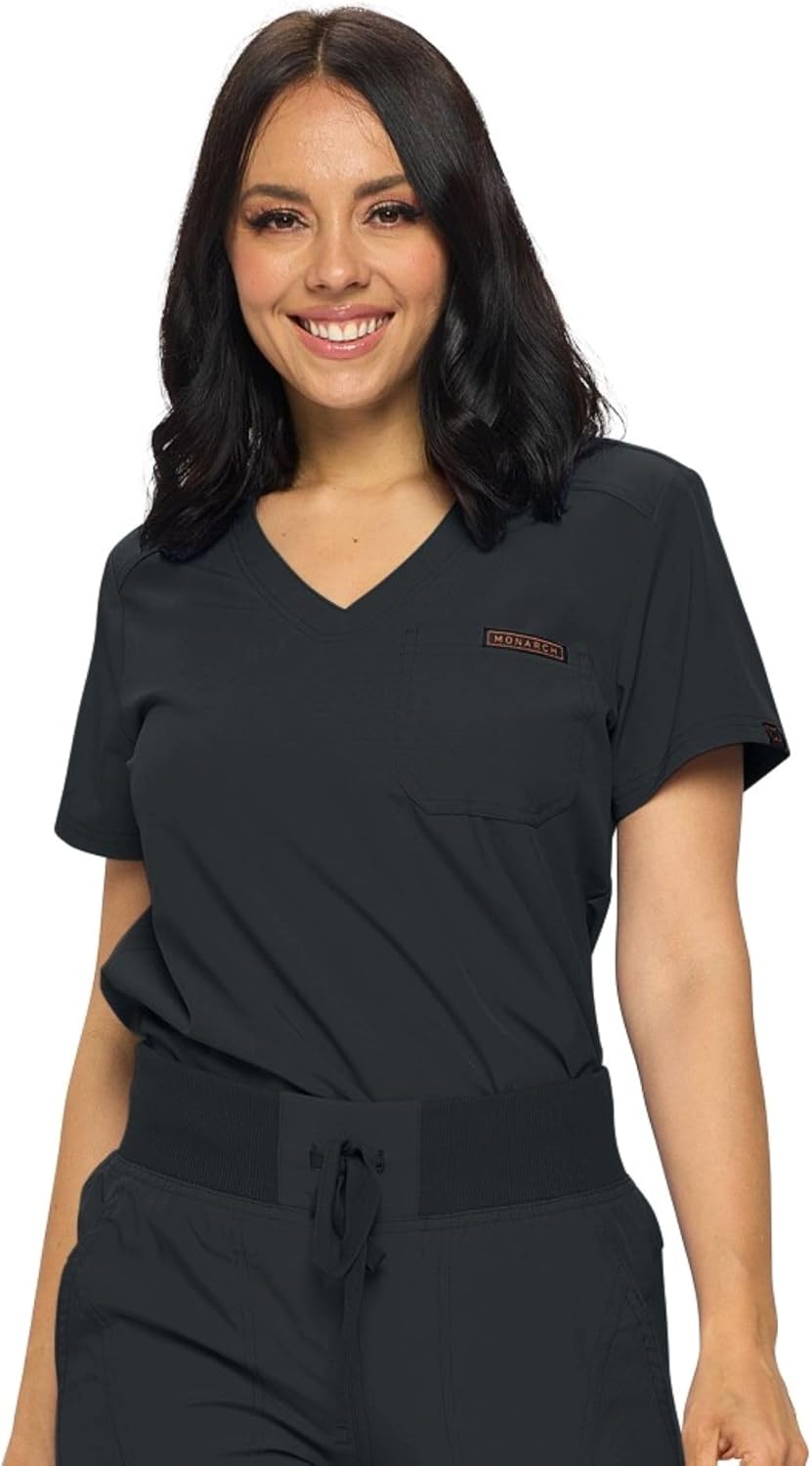 Amazon.com: Monarch Uniforms Womens Scrub Top One Pocket Tuck In Scrub ...