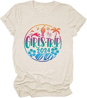 BVNTGSR Girls Trip T Shirts for Women 2024 Girls Weekend Shirt Graphic Tees Sister Friends ...