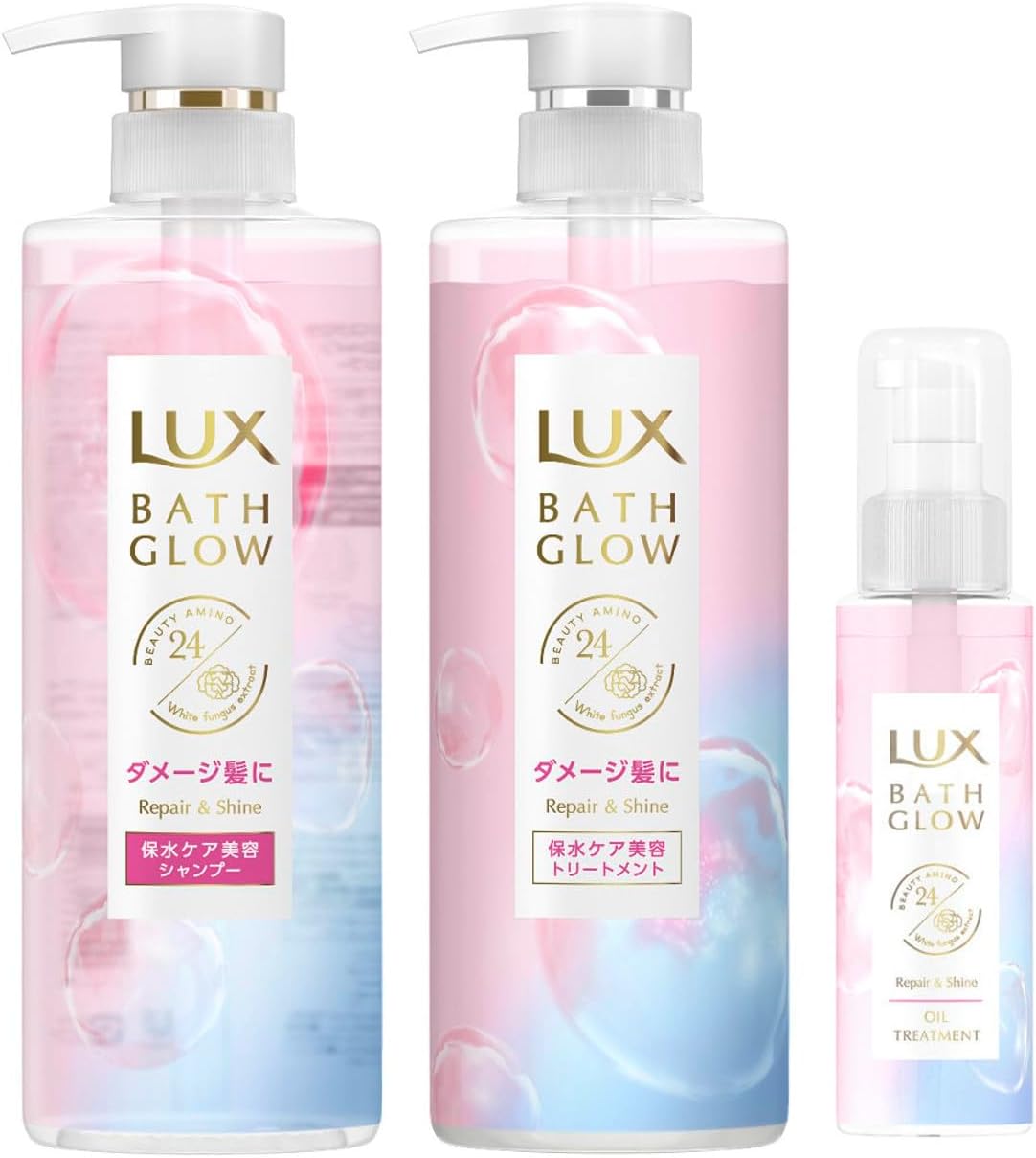 Amazon | 【セット買い】LUX(ラックス)バスグロウ リペアアンドシャイン シャンプー+コンディショナー(トリートメント)+洗い流さないトリートメントオイル 3点セット 各490g ...