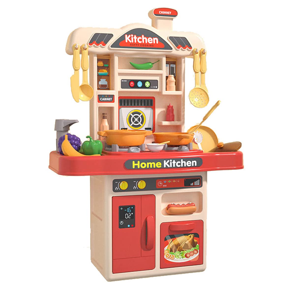 Buy Monomine Mini Kitchen Set for Kids Girl, with 31 Pcs, Fire Lighting ...