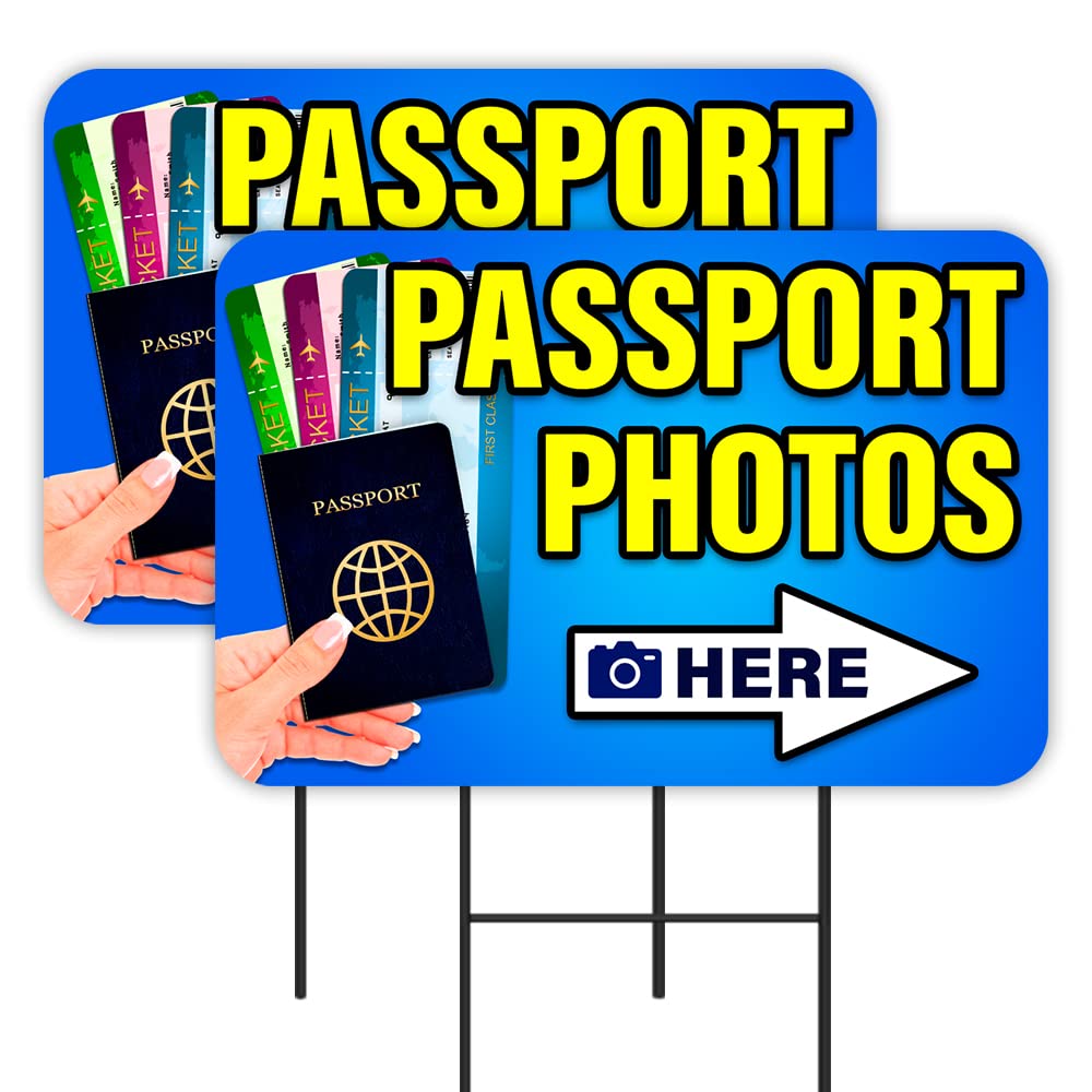 Amazon.com : 2 Pack PASSPORT PHOTOS Yard Signs 16" x 24" - Double-Sided ...