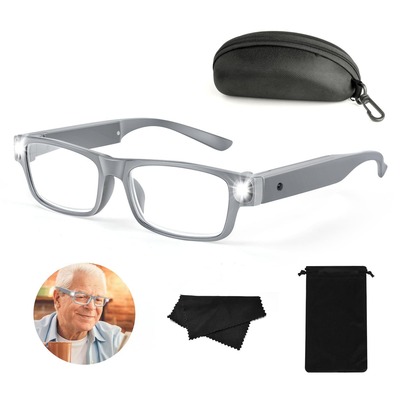 NZQXJXZ 300% Magnifying Glasses with Light, USB Rechargeable LED ...