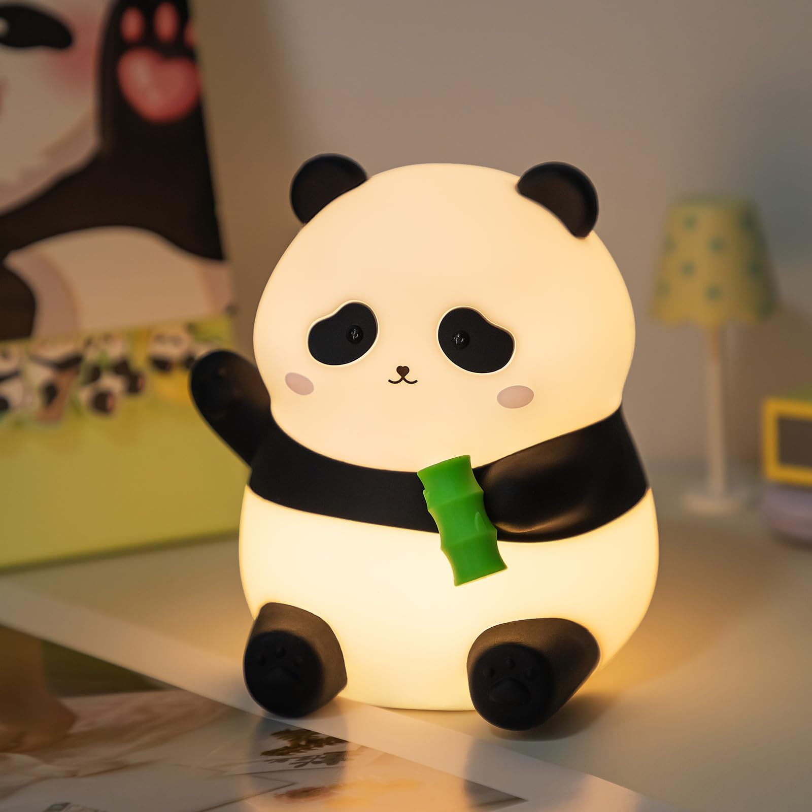 Rytinazzz Cute Waving Panda Night Light,Panda gifts,Food Grade Silicone ...