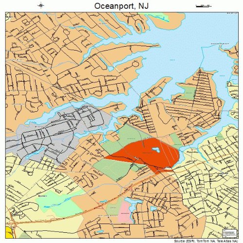 Large Street & Road Map of Oceanport, New Jersey NJ - Printed poster ...