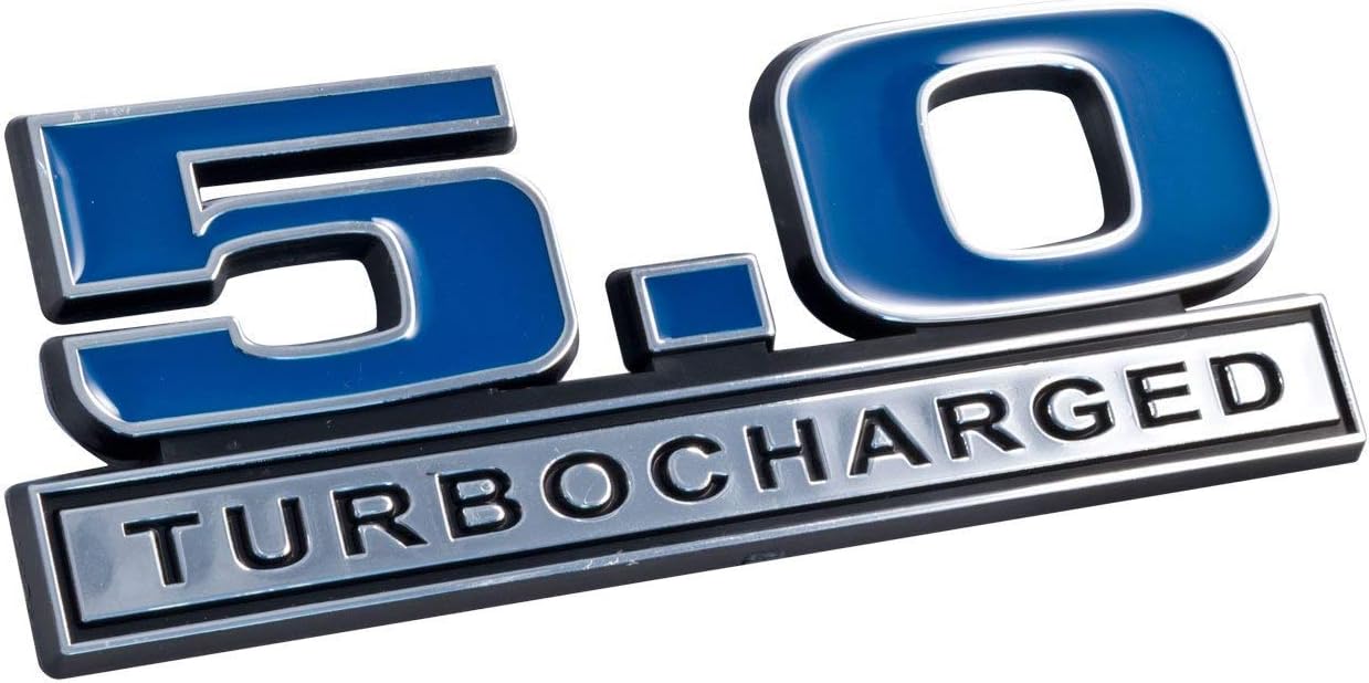Amazon.com: 5.0 Liter Engine Turbocharged Blue & Chrome 5" Long Emblem ...