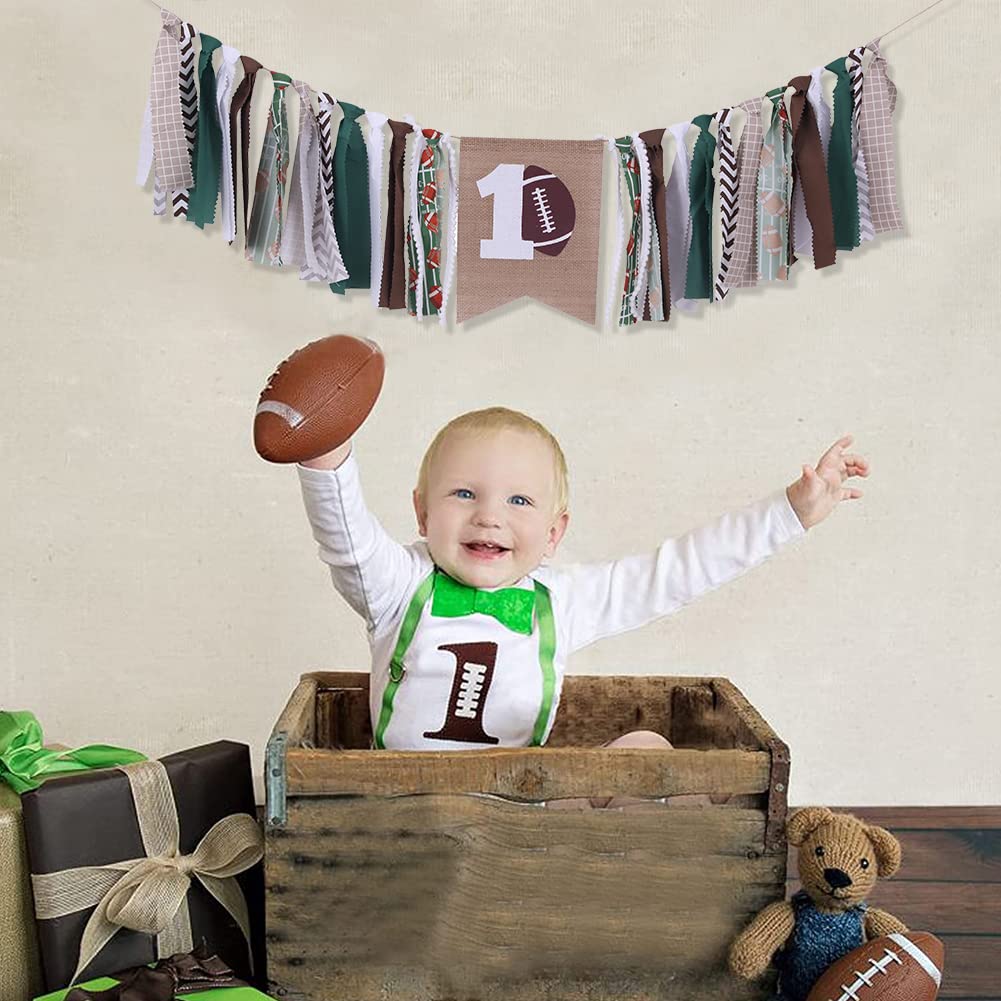 Snapklik.com : Football First Birthday High Chair Banner - Football 1st ...