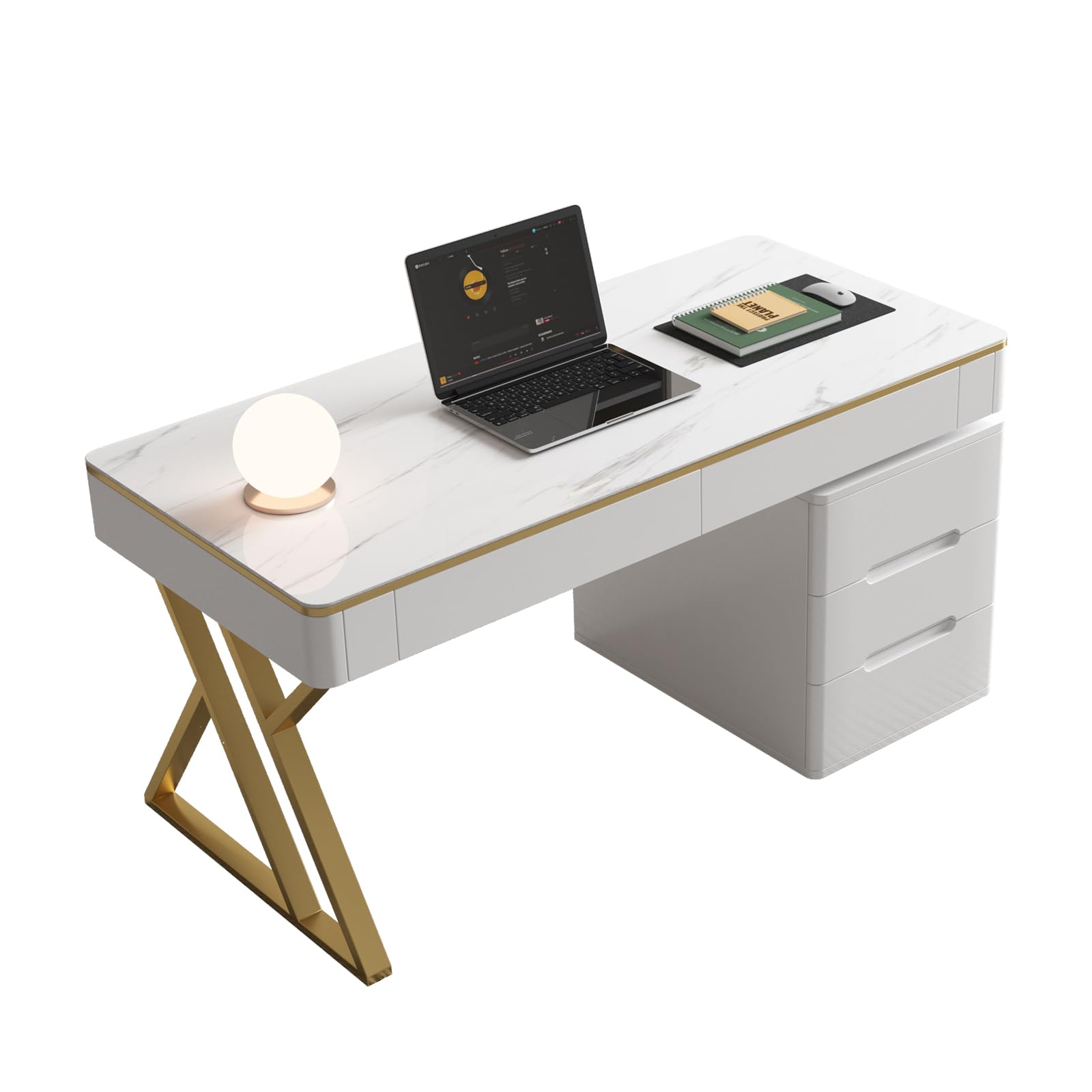 Amazon.com: Dongge Wooden Computer Office Desk with Drawers for Home ...