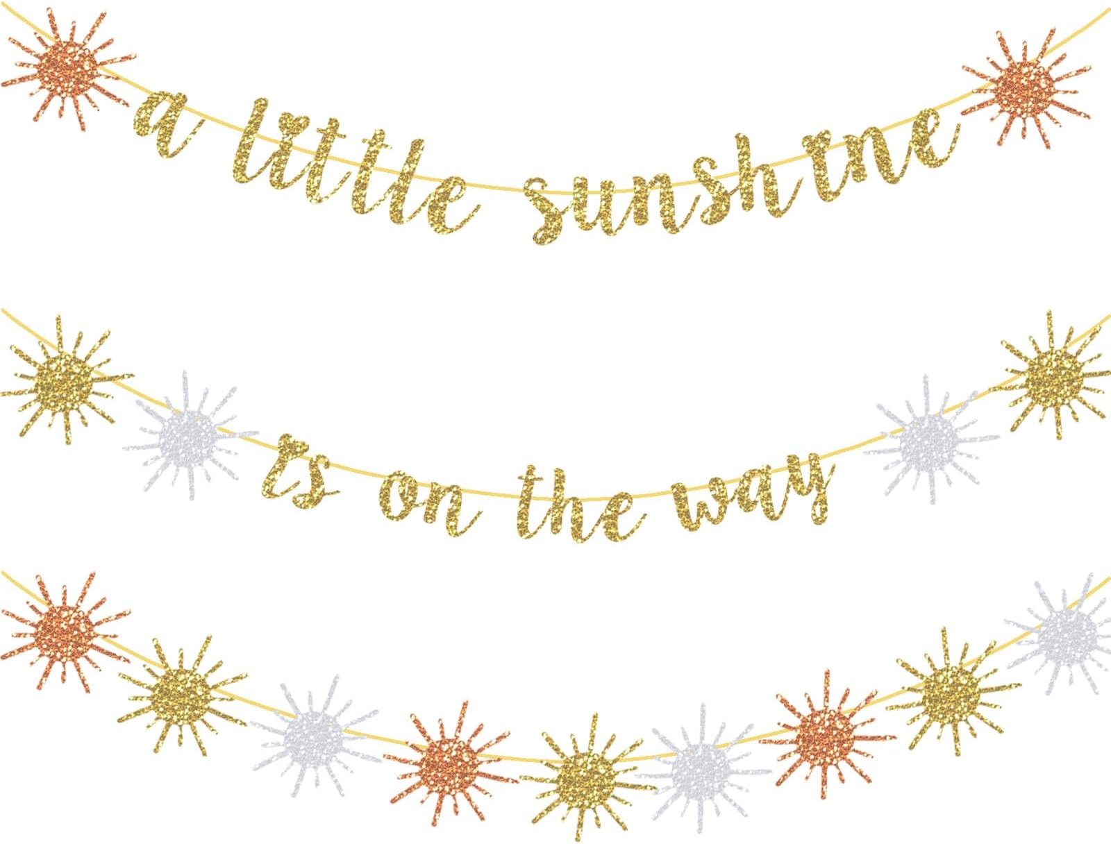 Amazon.com: Sunshine 1st Bday Decor Gold Glitter A Little Sunshine is ...