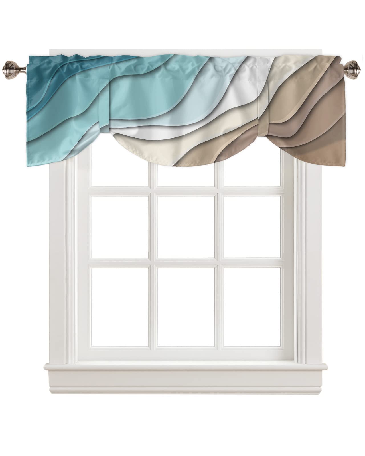Amazon.com: Turquoise Ombre Tie Up Valance Curtain for Kithchen Windows ...