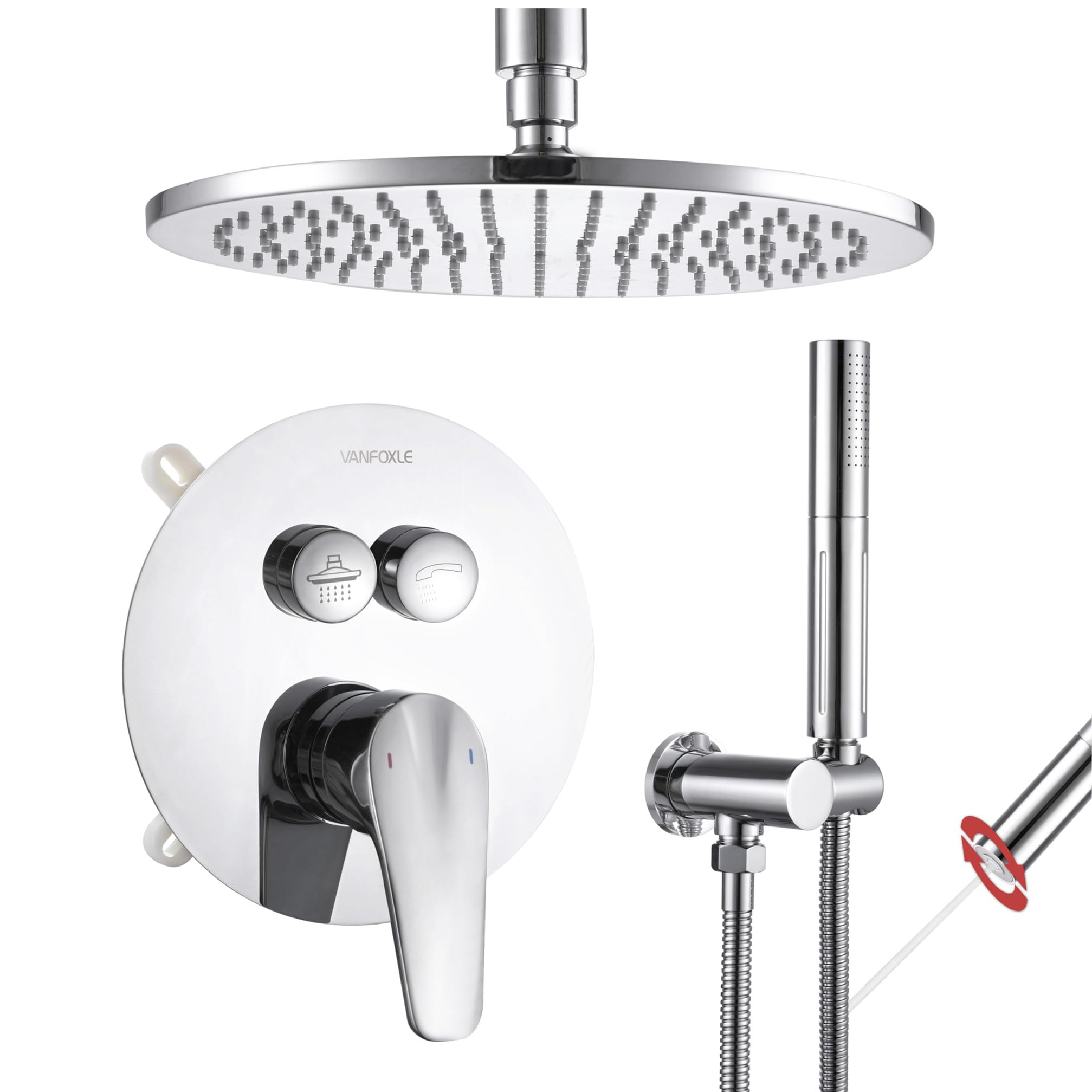 Snapklik.com : VANFOXLE Shower Faucets Sets Complete Chrome Shower System, Push Button Diverter ...