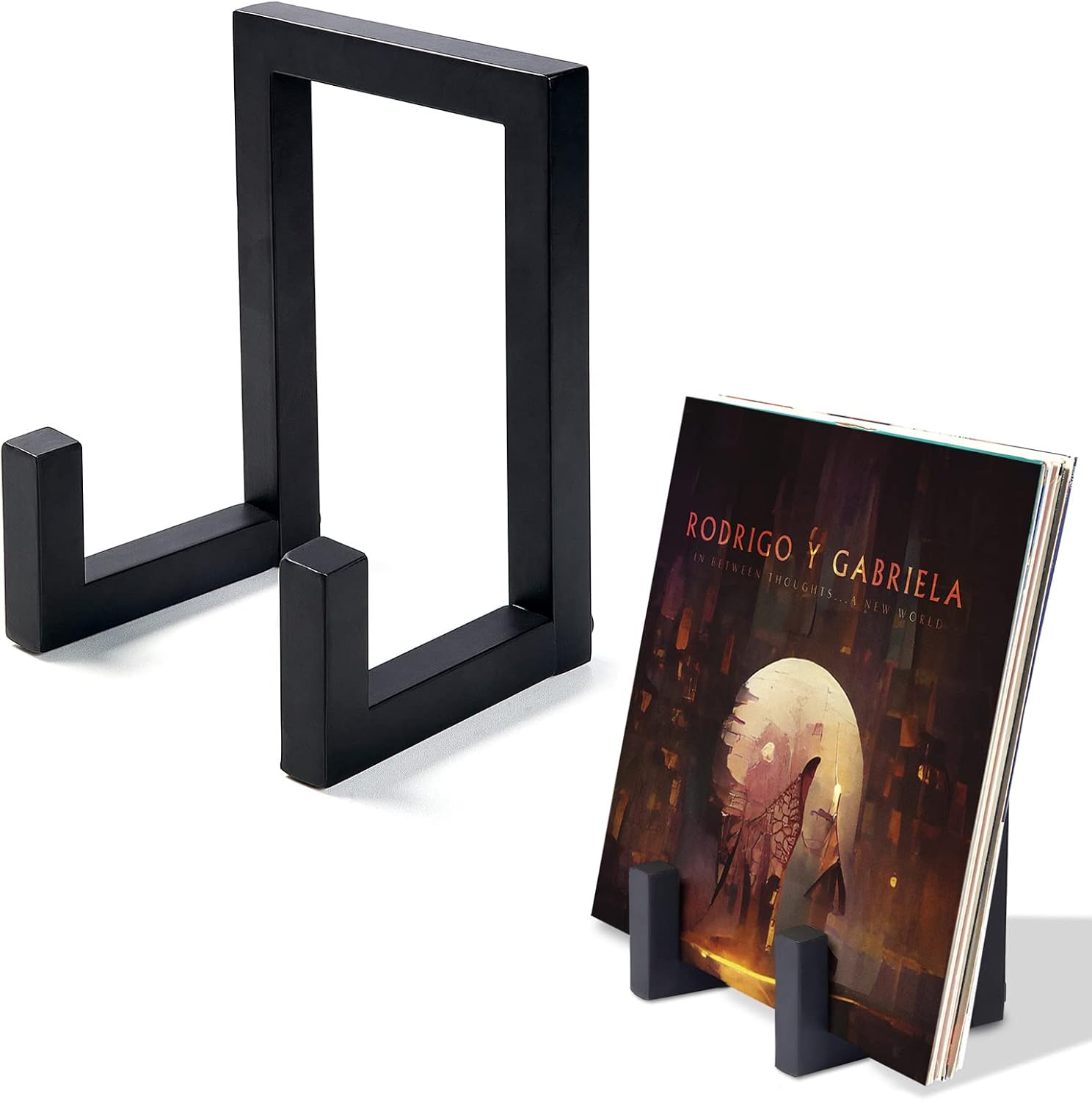 ABC ARTES Black Metal Vinyl Record Storage Tabletop - Retro Minimal ...