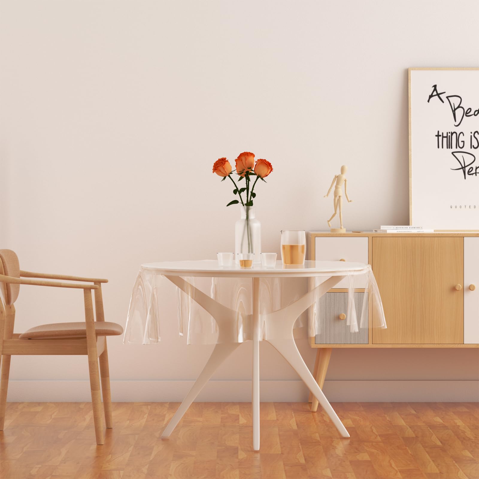 Eralove Round Clear PVC Tablecloths Waterproof Round Table Protector ...