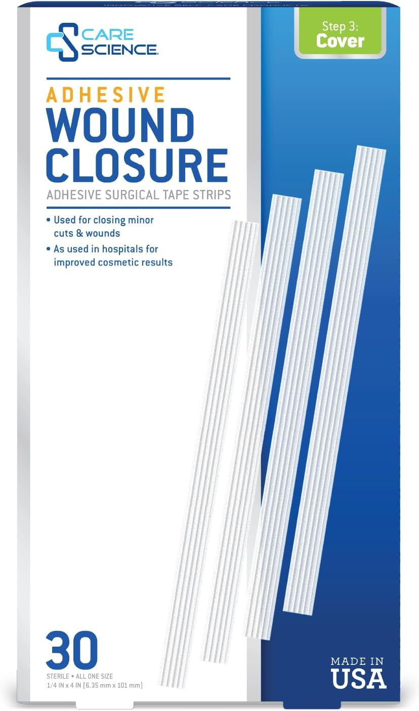 Amazon.com: Care Science Adhesive Wound Closure Strips, 1/4 x 4 in ...