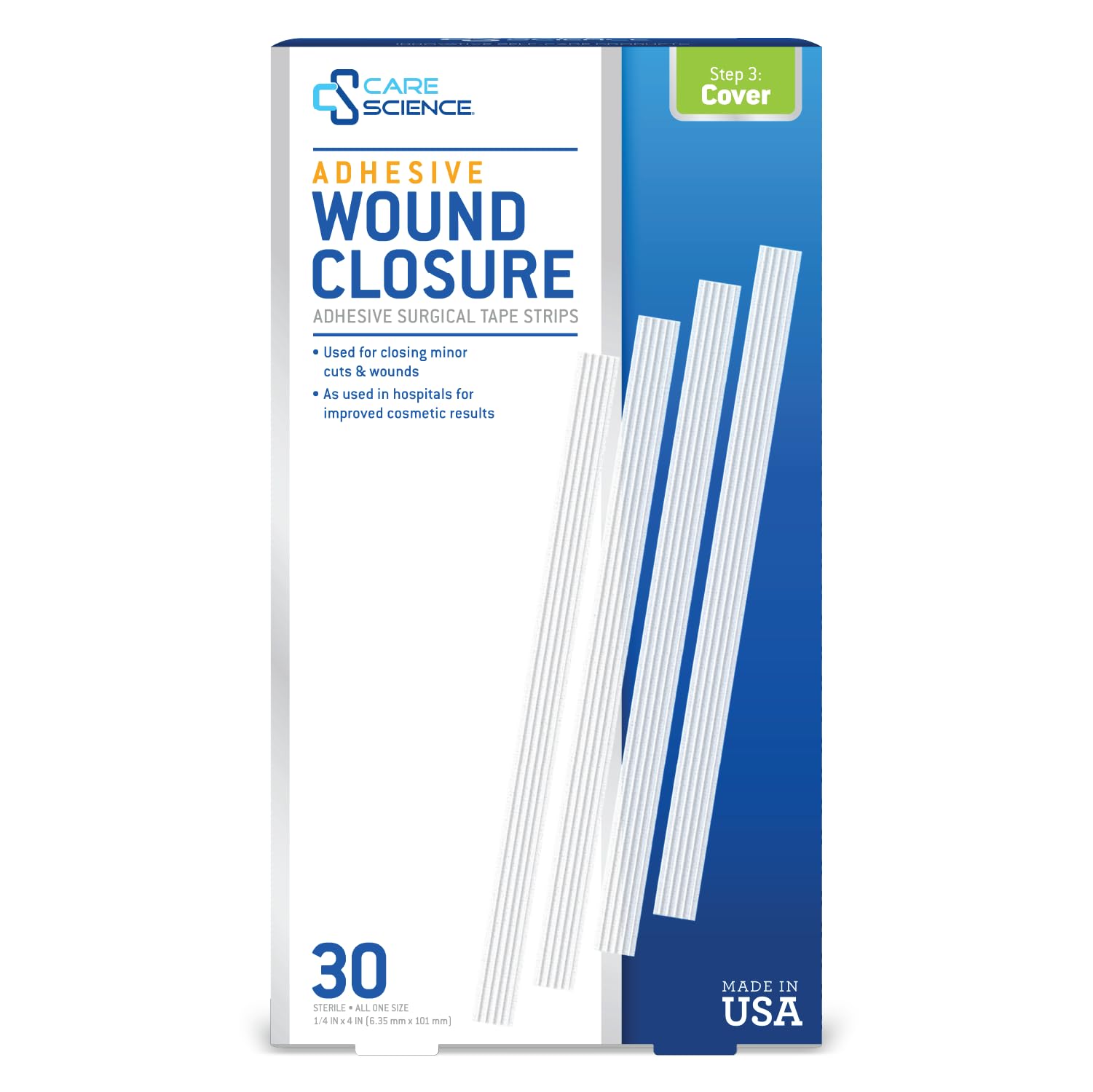 Amazon.com: Care Science Adhesive Wound Closure Strips, 1/4 x 4 in ...