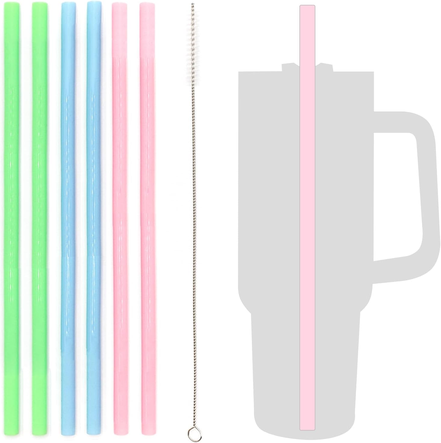 12 Pack Extra Long 14.5 inch Reusable Silicone Straws for Stanley 40 oz ...