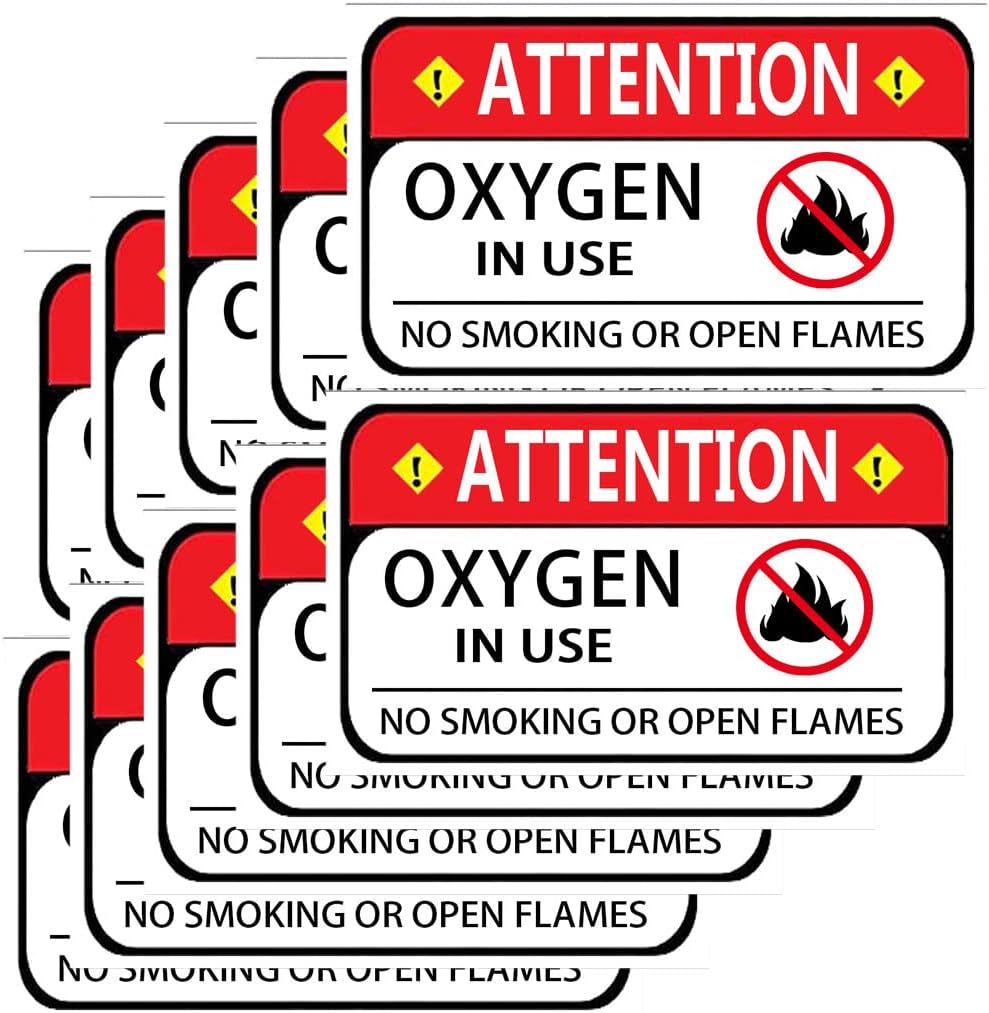 Amazon.com: YOUOK Oxygen In Use Warning Sign Stickers Labels, 3×5 Inch ...