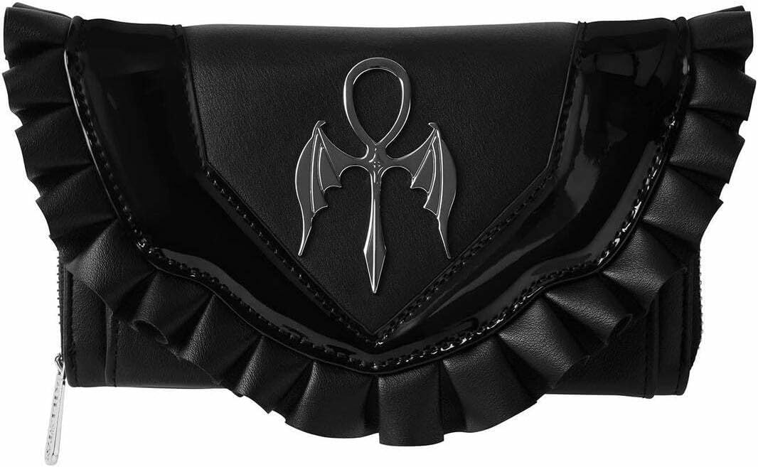 Killstar Love Spectre Bat Wing Ankh Goth Ruffle Purse Clutch Wallet ...