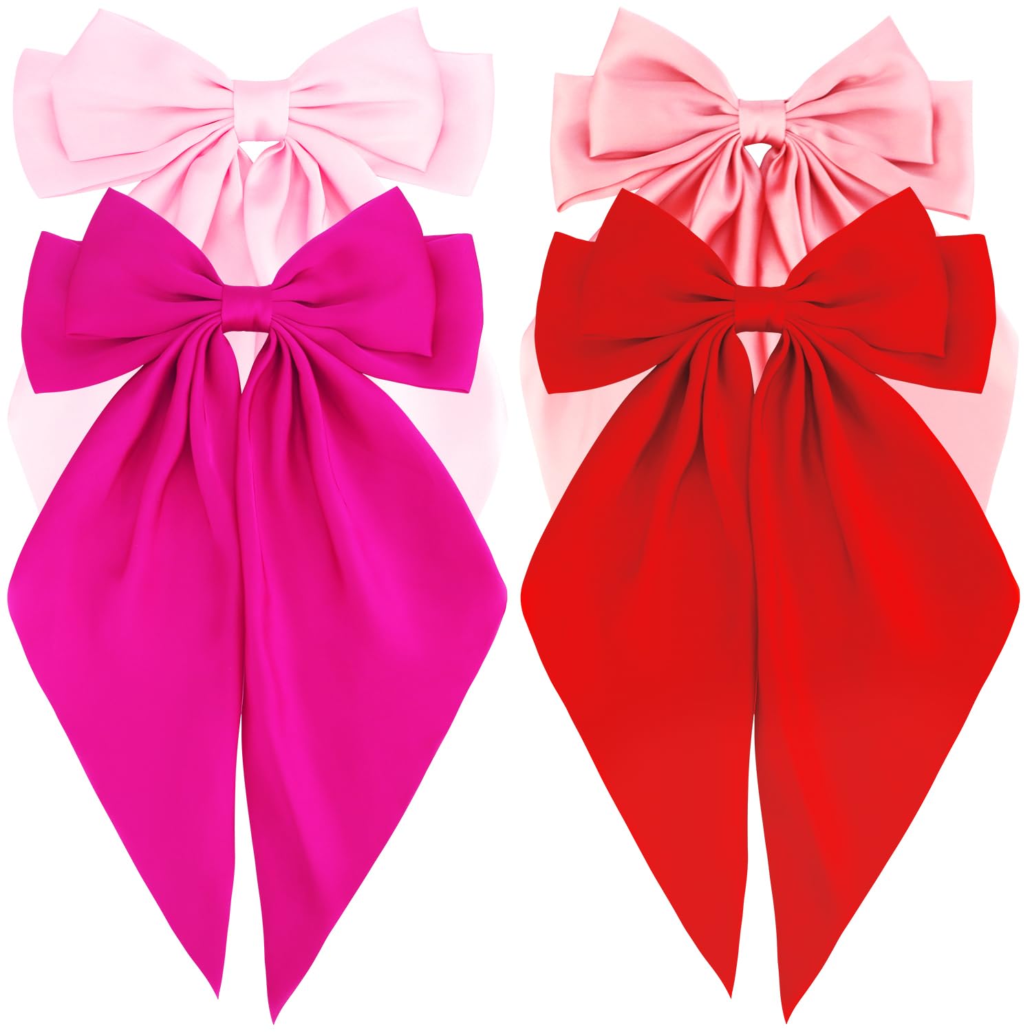 Amazon.com : Atoden Hair Bows Silky Satin Bows for Hair Ribbons 4Pcs ...