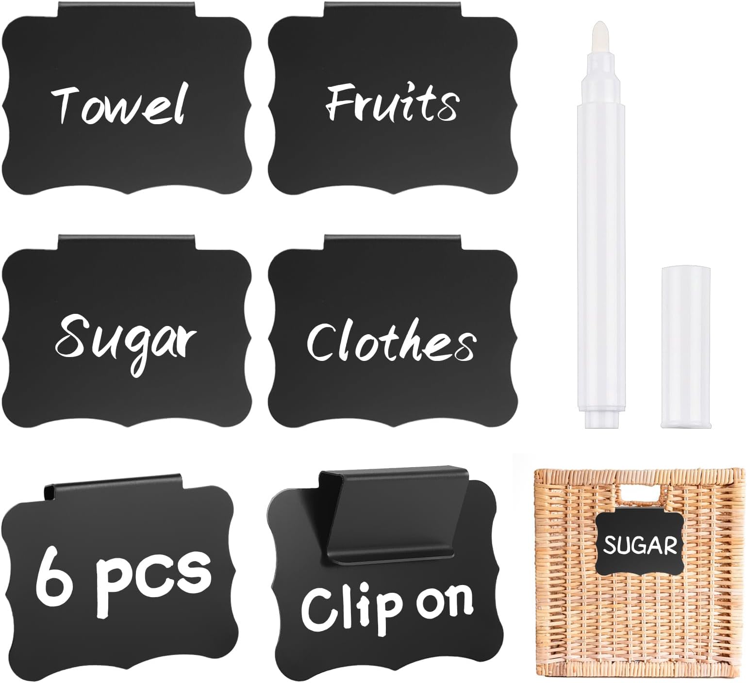 Amazon.com : Basket Labels Clip On for Storage Bins - Plastic Removable ...